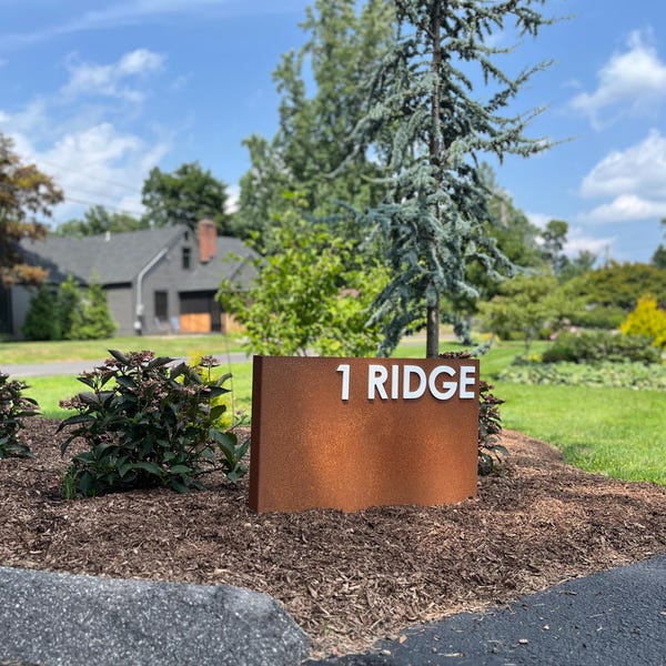 House Address Number Plaque Vertical Steel Corten Home Address - Etsy