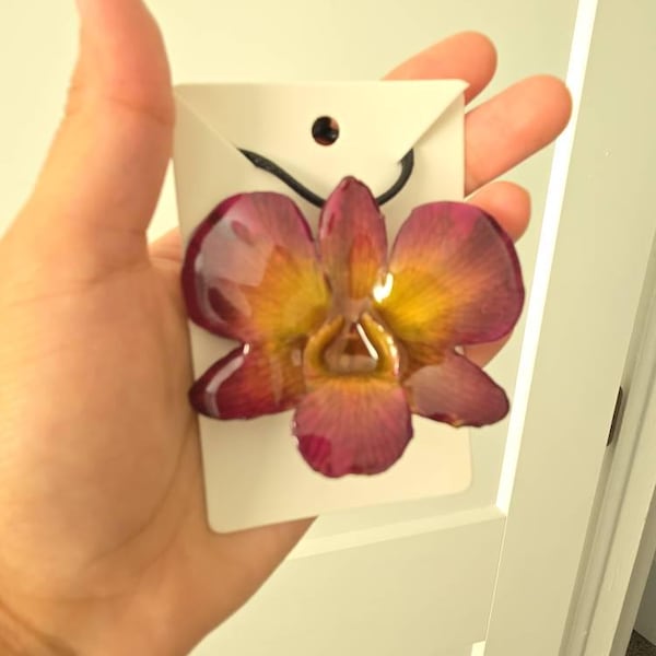 Real Orchid on Gold Stainless Steel Chain — Real Orchid Preserved in ...