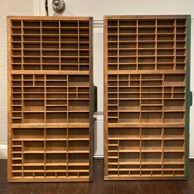 Antique Vintage PRINTERS Cabinet Type Set Letterpress Wood Wooden ...