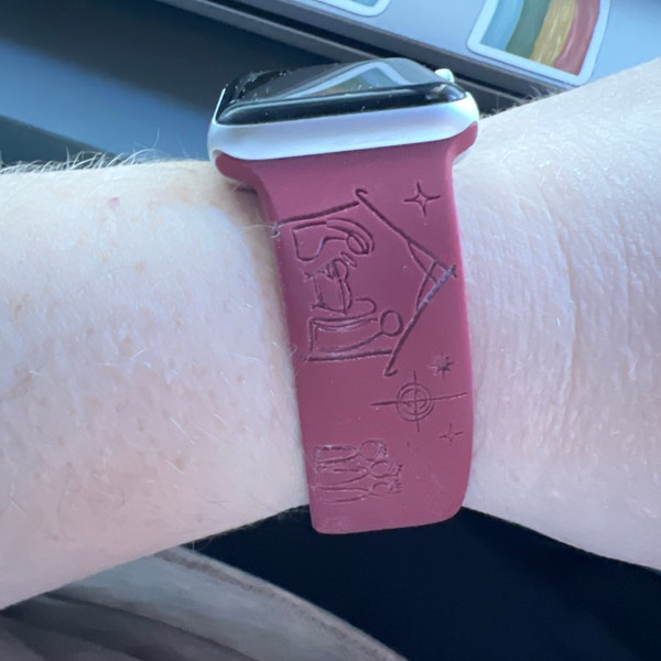 Modern Christmas Nativity Watch Band Silicone Laser Engraved, Apple ...