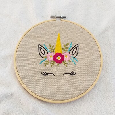 Machine Embroidery Unicorn Face Flowers Machine Embroidery - Etsy