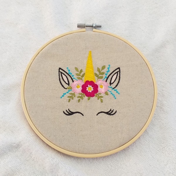 Machine Embroidery Unicorn Face Flowers Machine Embroidery File Design ...