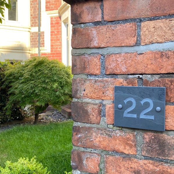 Black Slate House Sign Numbers 1-99 Deep Engraved Handmade Quality 4 X ...