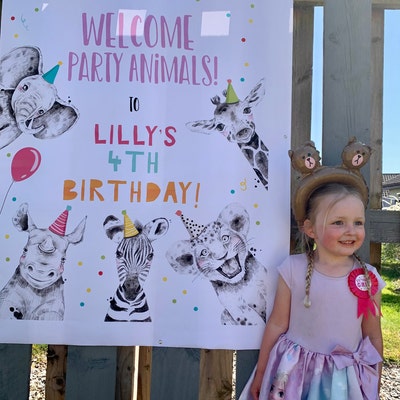 Editable Party Animals Welcome Sign Party Animal Sign Zoo Safari ...
