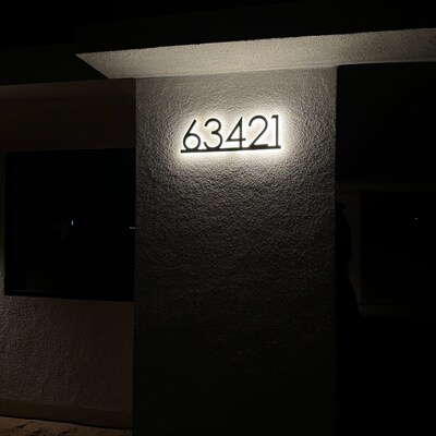 Lit House Numbers Sign With Led Bar on the Top for Backlit Modern ...