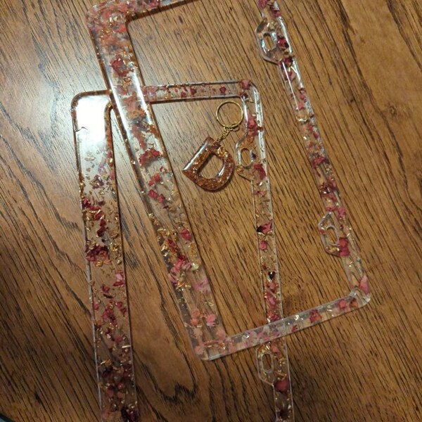 Epoxy Resin License Plate Frame|custom License Plate Frame|red Stones ...