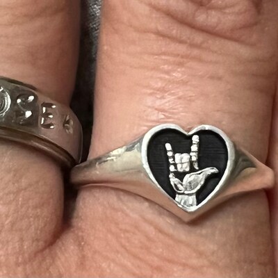 I Love You Sign Language ASL Ring Sterling Silver - Etsy