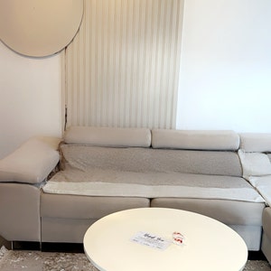 Round Fluted Table Wooden Fluted Table Creamy White Coffee Table Ribbed ...