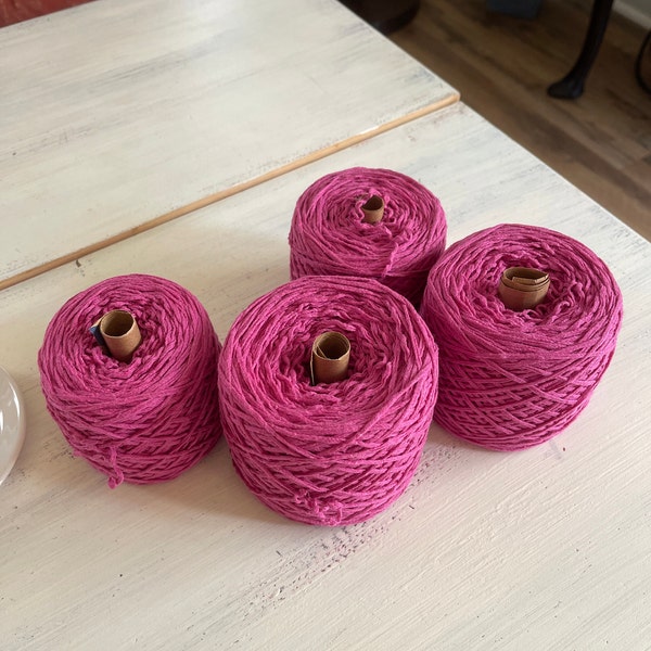 Fuchsia Pink Linen / Cotton Recycled Yarn - 1,766 Yards (chainette ...