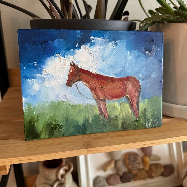 Clothesline Coastal Oil Painting Laundry Room Art Small Format Art ...