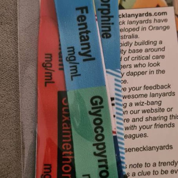 5 Pack Anaesthetic Lanyards Medical Drug Labels Critical Care - Etsy ...