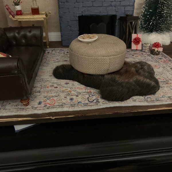 Dollhouse Miniature Faux Bear Skin Rug, Mini Fur Rug, Miniature Decor ...