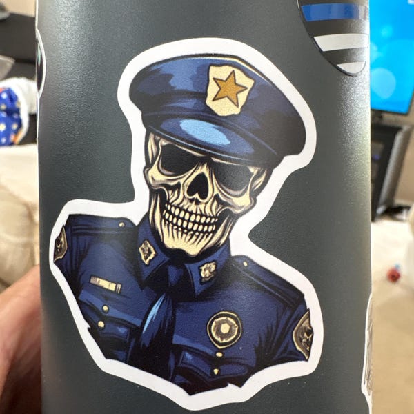 Skeleton Police Officer Sticker Decal for Car, Laptop, Water Bottle and ...
