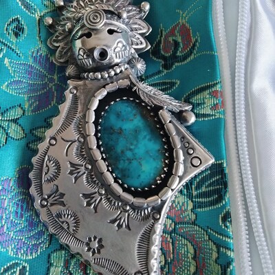 Native American Vintage Elvis Nelson Navajo Green Turquoise Kokopelli ...