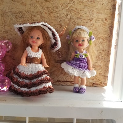 Handmade Thread Crochet Kelly Doll Barbie Family Dress for 4.5 Kelly or ...