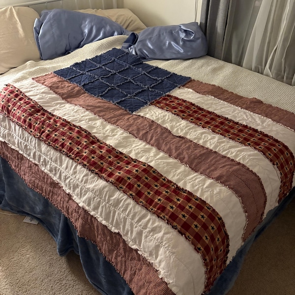MEASUREMENTS and VIDEO TUTORIAL Link for American Flag Rag Quilt. - Etsy
