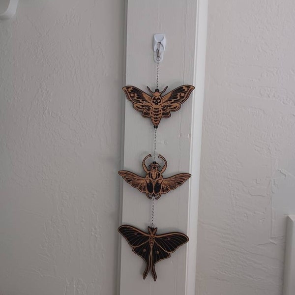 Insect Garland Wood Wall Hanging Decor | Hawkmoth | Luna Moth | Winged ...