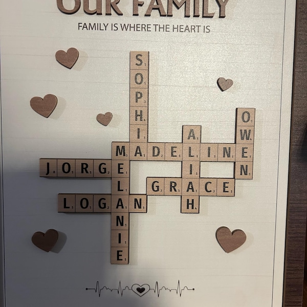 Personalized Scrabble Puzzle Sign, Grandkids Crossword Scrabble Wooden ...