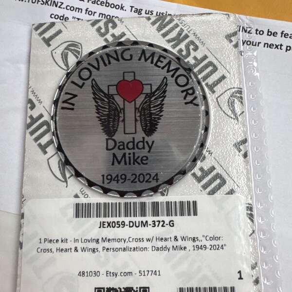 Tufskinz | in Loving Memory Rated Badges - Brushed Silver - 1 Piece Kit ...