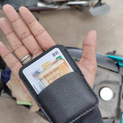 Mini Brown Slide Wallet Slide Wallet Leather Card Holder Slim Wallet ...