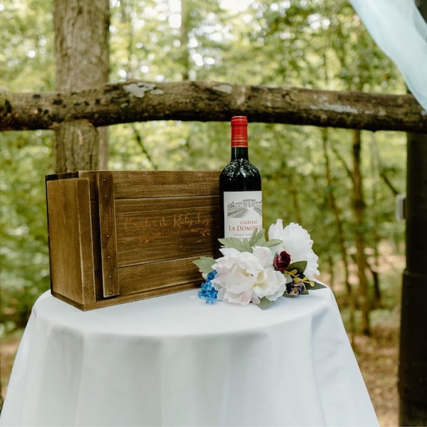 RUSH Personalized Wooden Wine Box for Two Bottles of Wine, Whiskey or ...