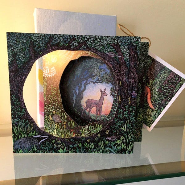 The Wood at Dusk - Double-sided, Papercut Concertina Card - Etsy UK