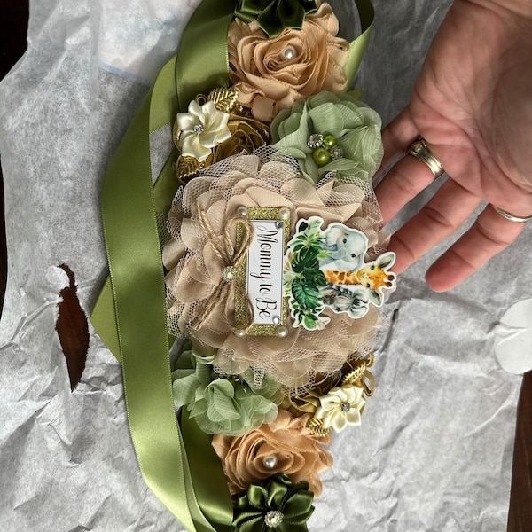 Jungle Safari Boho Baby Shower, Safari Sage Maternity Sash, Animal ...