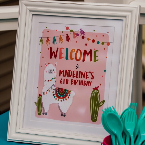 Editable Llama Welcome Sign Birthday Party Whole Llama Alpaca Poster ...