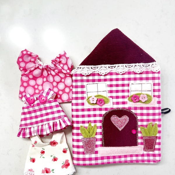 Dollhouse Sewing Pattern & Tutorial - DIY Soft Textile Small Dollhouse ...