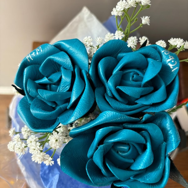 Leather Roses, 3rd Anniversary Gift, Yellow Roses - Etsy