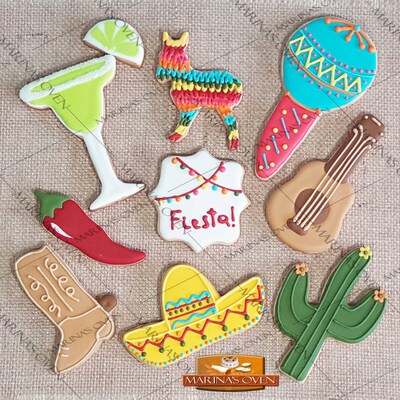 9 Piece Fiesta Pinata Cookie Cutter Set Mexican Cinco De Mayo Metal ...
