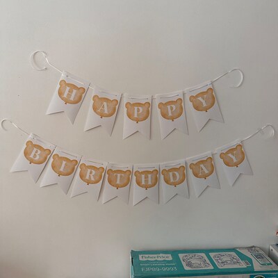 Happy Birthday Banner Teddy Bear Banner Girl Beary First Birthday ...