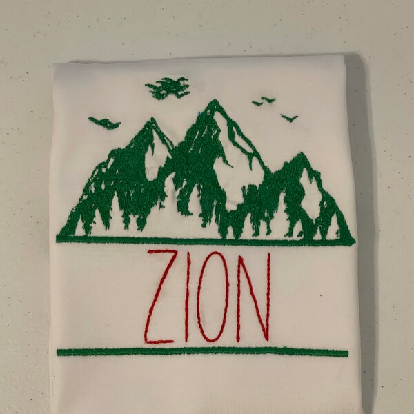 Mountainscape Name Frame Embroidery Design #1055 - Etsy