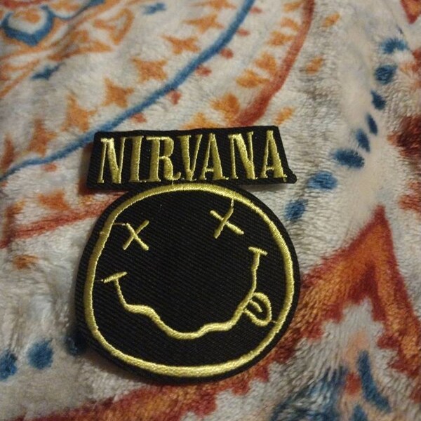 NIRVANA IRON-ON Patch Smiley Face Logo Punk Rock Foo Fighters Grunge Kurt Cobain New - Etsy
