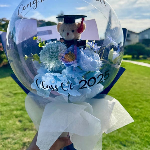 Graduation Bouquet: Flower Arrangement, Flower Balloon, Personalized Gift, Flower Bouquet ...