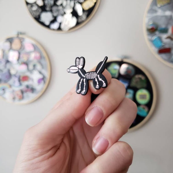 Balloon Animal Skeleton Enamel Pin // Occult/ Halloween/bones Lapel Pin ...