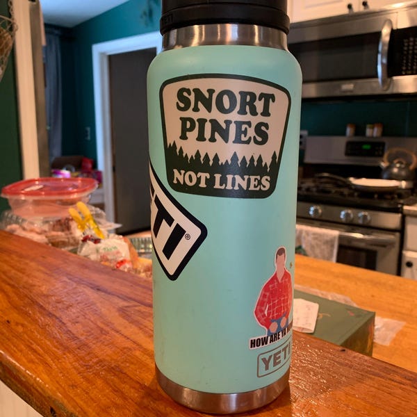 Snort Pines Not Lines, Outdoors Water Bottle Sticker, Funny Nature ...