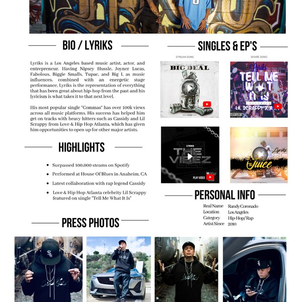 Electronic Press Kit | Media Kit Template for Musicians | Press Kit for ...