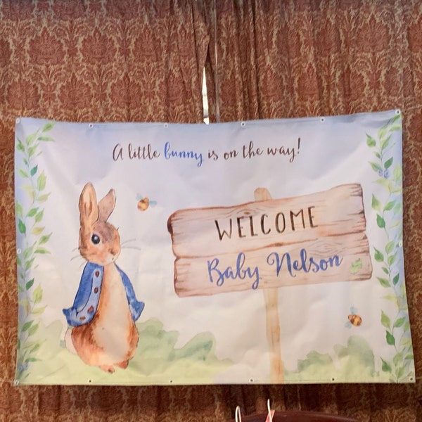 Peter Rabbit Baby Shower Backdrop - Baby Shower Backdrop - Printable ...