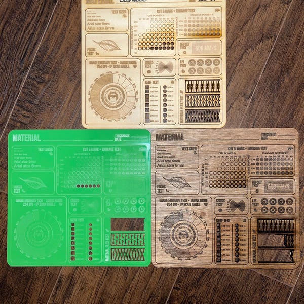Laser Test Files Material Test Card Lightburn Cut & Engrave Test CO2 ...