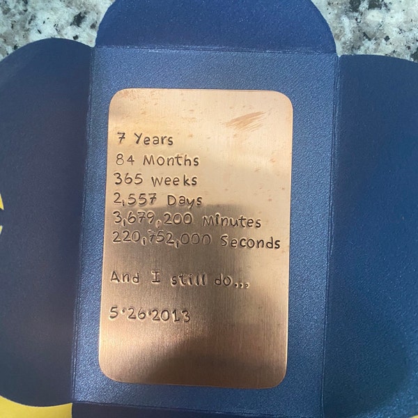 Copper Anniversary - Custom Copper Wallet Insert - Customized Metal ...