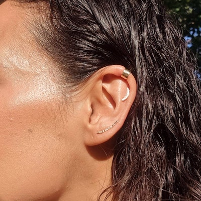 Silver Helix Cuff Ear Cuff Double Helix Cuff Hammered Ear Cuff ...