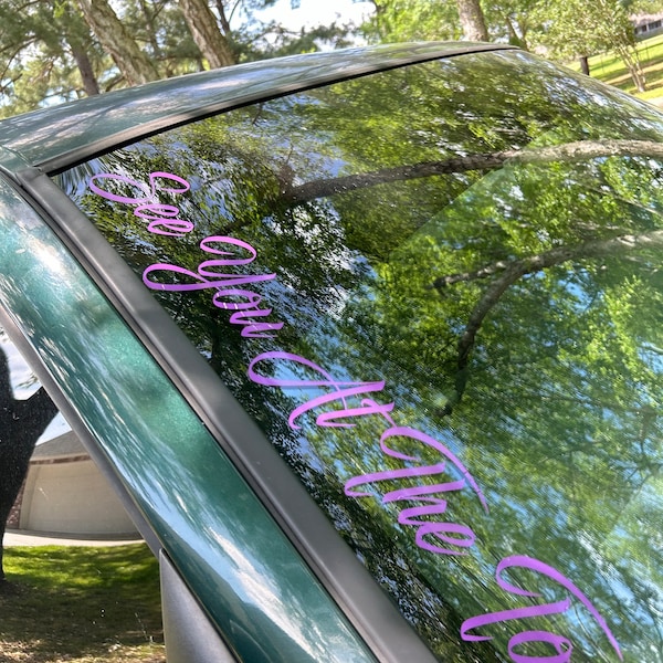 CUSTOM TEXT Script VERTICAL Windshield Vinyl Side Decal Sticker Car ...
