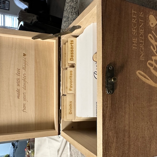 Personalized Recipe Box Engraved Family Recipe Box and Recipe Dividers ...