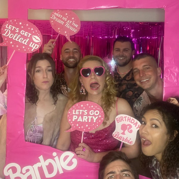 Hot Pink Glitter Bachelorette Party Photo Booth Props Printable, Let's ...