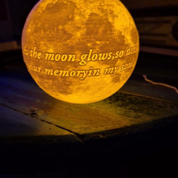 Custom Photo 3D Moon Lamp, Personalized Photo Printed Lunar Night Moon ...