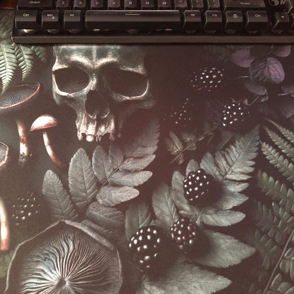 Gothic Floral Fern Dark Academia Desk Mat Mouse Keyboard Pad Mushroom ...