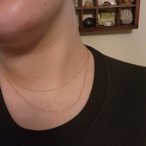 14K Solid Rose Gold Rolo With Bead Chain 1mm/16-24" - Etsy