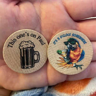 Custom Wooden Nickels Wood Coins Round Tuits Drink - Etsy