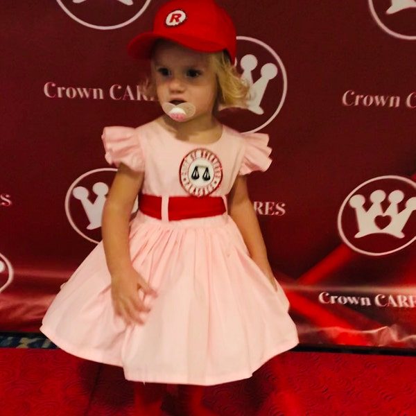 Baseball Dress, Girls, Peach, Red, Uniform, Costume, Pageant Dress, OOC ...